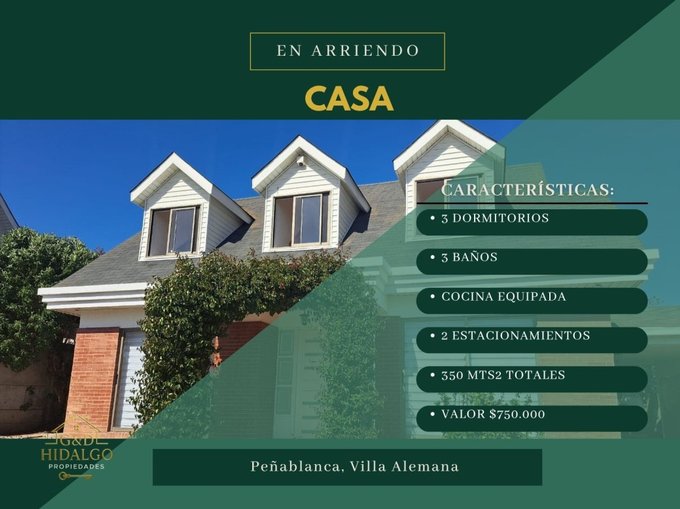 Casa en Arriendo en Villa Alemana, Arrienda g&d hidalgo propiedades