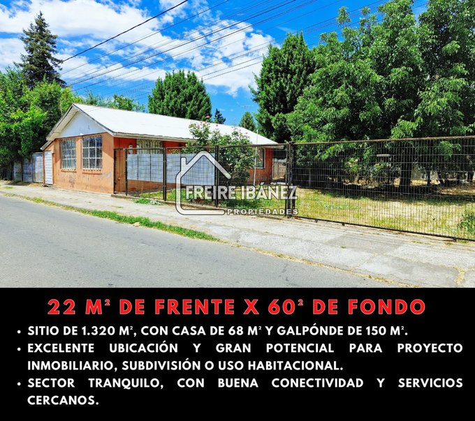 Sitio en Venta en Chillán Viejo, Centrico sitio de 1.320 m2 con casa y ...